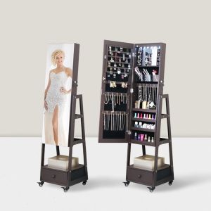 Quality Modern Full Length Mirror Jewelry Cabinet with LED Lighting for sale