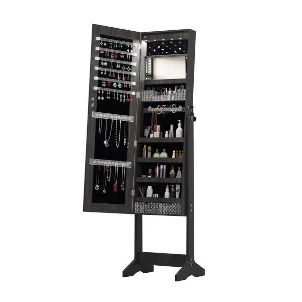 Quality Modern Full Length Mirror Jewelry Cabinet with Customized Color MDF Material and Velvet Lined Storage for sale