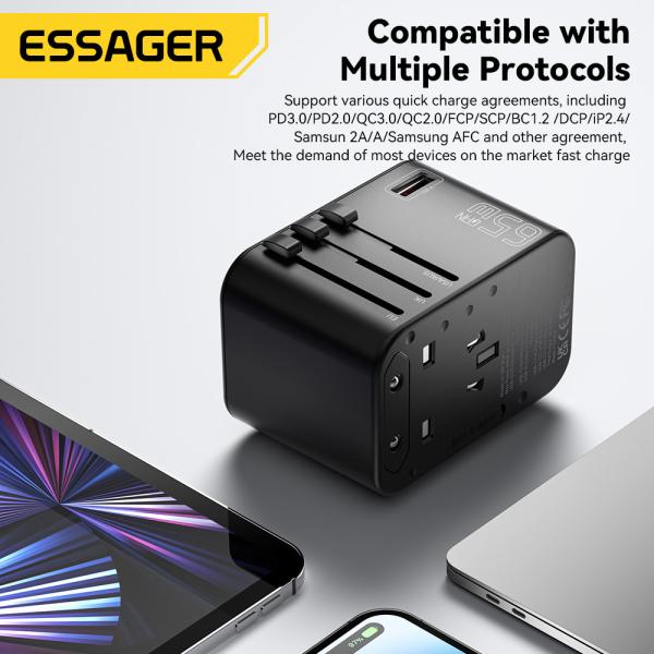 Quality ESSAGER JY-309 Series 65W Universal Plug USB C PD Charger for sale
