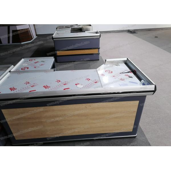 Quality 2.5M Supermarket Checkout Counter With Belt 60CM Retail Shop Desk for sale
