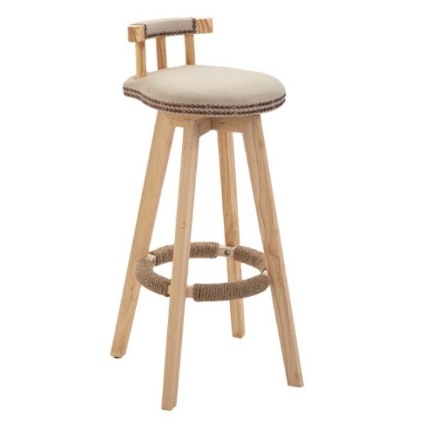 Quality Solid Wood Frame Modern Nordic Bar Chair Stools with High Density Sponge and Fabric/Leather Seat for sale