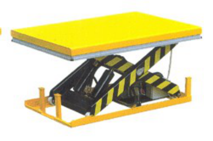 Close-up view of hydraulic elevator table mechanism and controls