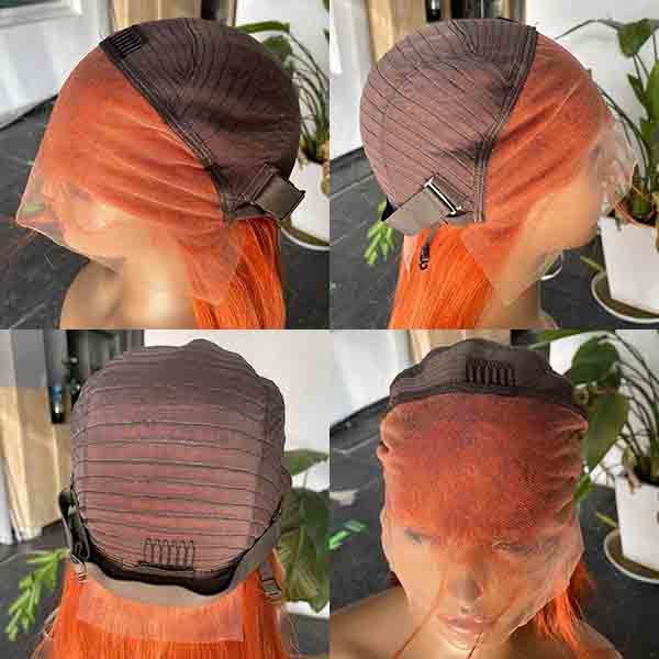 Quality Ginger Straight 13x4 Frontal Lace Wig Transparent 12A 300gram Customized for sale
