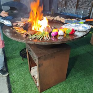 Quality Backyard Corten Steel BBQ Grill Outdoor 40 Inch Barbeque Fire Pit for sale