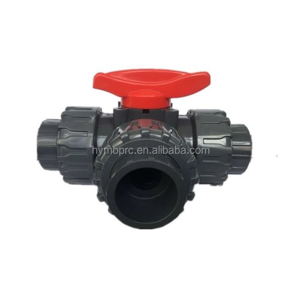 Quality 1 Inch White Grey PVC Plastic 3 Way Ball Valve for Your Industrial Needs for sale
