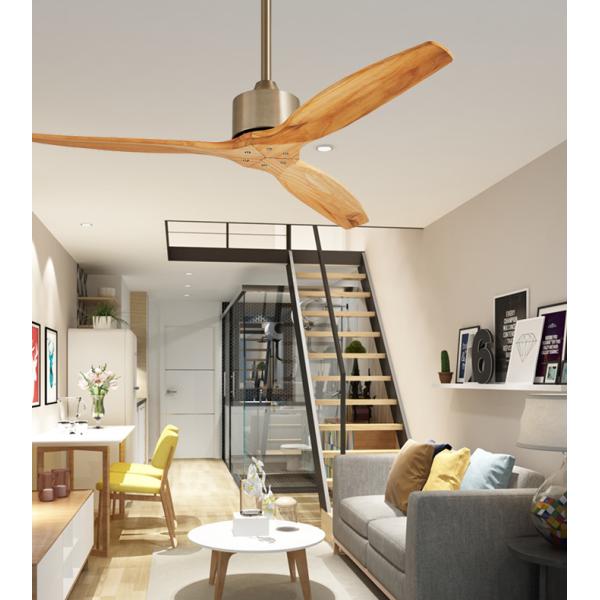 Quality DC Motor Real Wood Ceiling Fan With Light Wood / Remote Control for sale