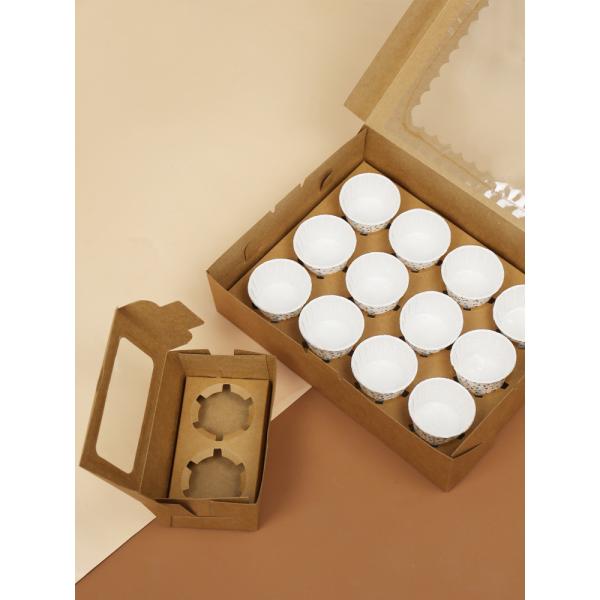 Quality White Brown Mini Paper Kraft Pastry Boxes Cake Tasting With Compartments for sale