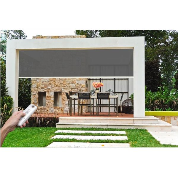 Quality Outdoor Sunshade Motorized Smart Zip Track Blinds / Roller Zip Track Outdoor Roller Blinds for sale