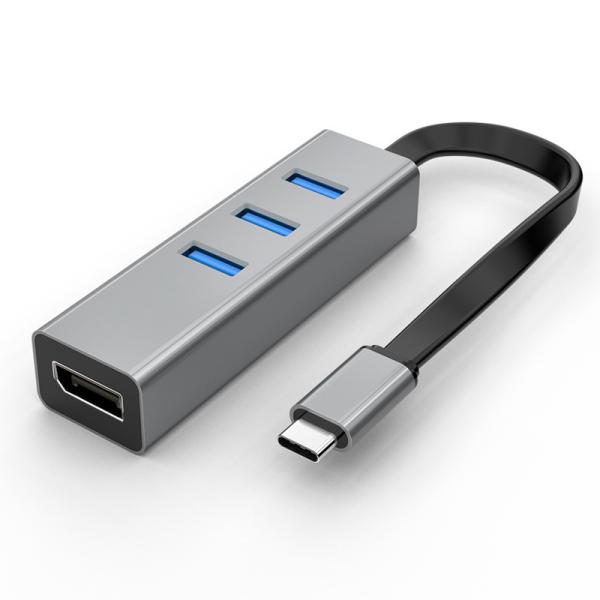 Quality Flexible USB C Cable Expansion USB A HUB And DP Monitor Connection USB C To Multiple USB A Hub Manufacturer for sale