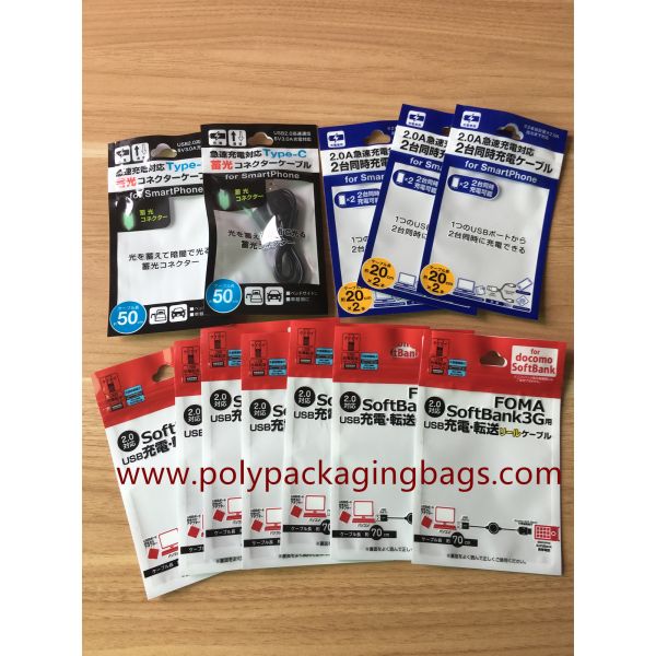 Quality Universal Plastic Zipper Bag For Cable Retail / Car Charging Line for sale