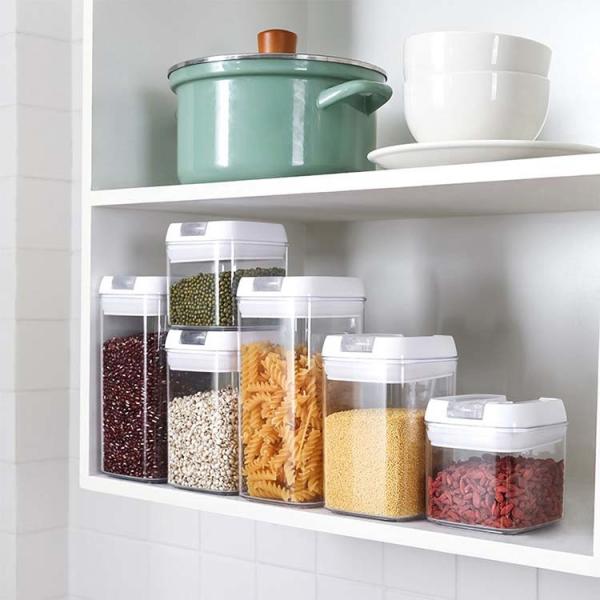 Quality Airtight 7 Pieces Plastic Cereal Containers With Easy Lock Lids Transparent for sale