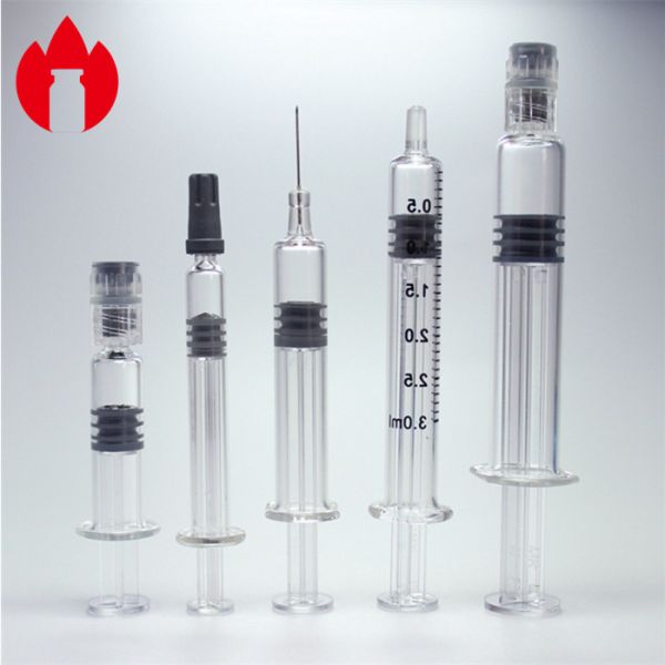 Quality 1ml 2.25ml 3ml 5ml Glass Prefilled Syringes Clear Color For Pharmaceutical or Cosmetic for sale