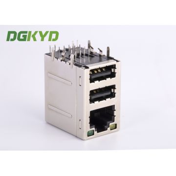 Quality Cat3 RJ45 Connector Stack Over Dual USB 2.0 A Type With Y/G Led for sale