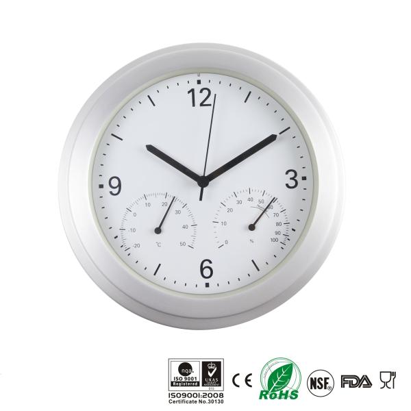 Quality 3 In 1 Design Indoor Outdoor Thermometer With Clock / Temperature / Hygrometer for sale