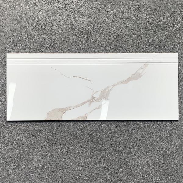 Quality Carrara White Ceramic Stairs Floor Step Tiles Acid Resistant for sale