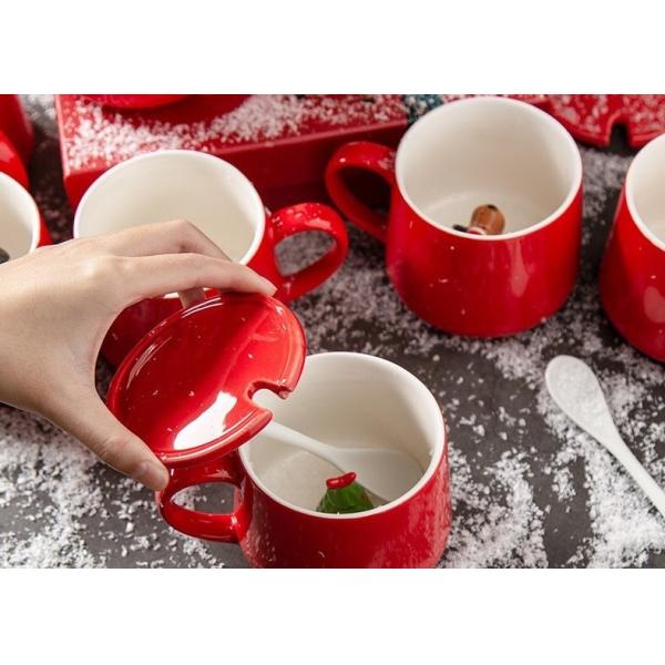 Quality 350ml 13x9.5x9cm Glaze Christmas Ceramic Mugs for sale