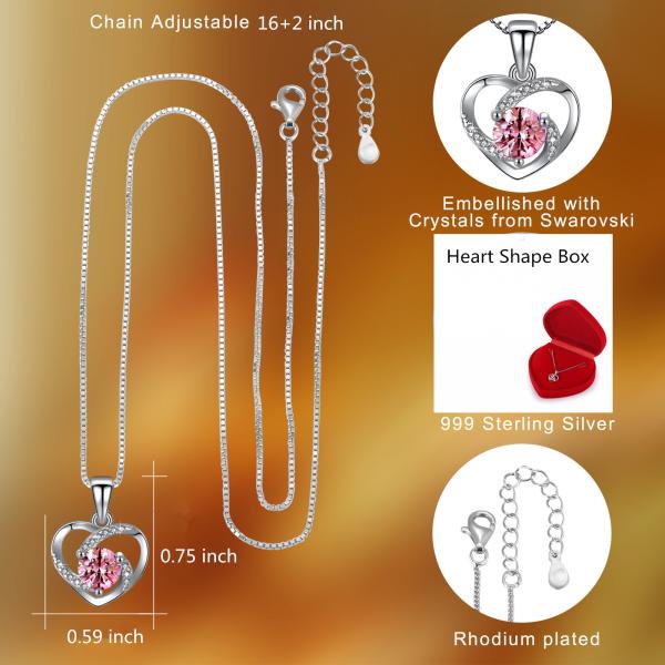 Quality 5A CZ Sterling Silver Heart Pendant Necklace for sale
