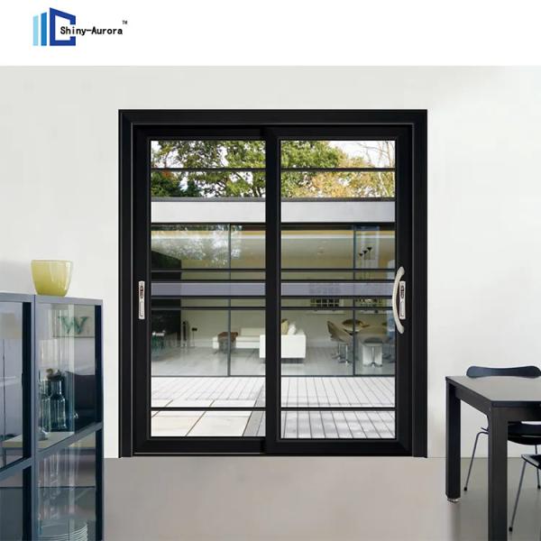 Quality Aluminium alloy sliding glass balcony sliding door black French style aluminum sliding glass door for sale