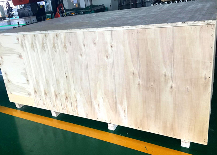 Packaging machine securely packed in wooden case