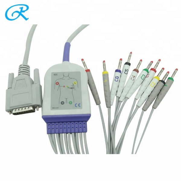 Quality Nikon Kohden Edan Mortara 15 Pin Ekg Machine Patient Cable for sale