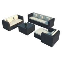Quality Luxury Modern Patio Garden Furniture Black Rattan Outdoor Sofa Coffee Table Set for sale