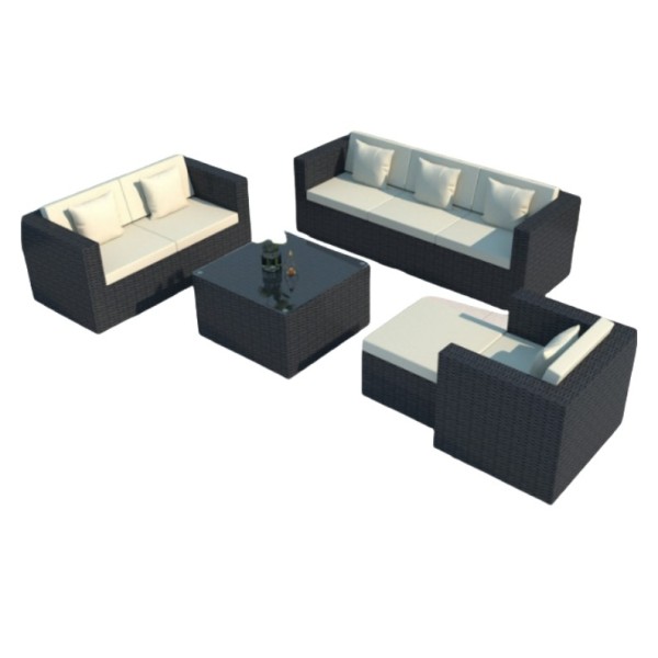 Quality Luxury Modern Patio Garden Furniture Black Rattan Outdoor Sofa Coffee Table Set Steel Rattan Chair Outdoor Furniture for sale