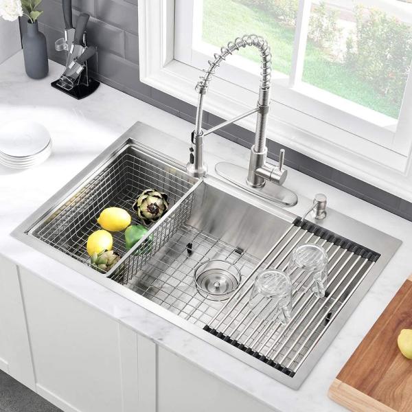Quality Topmount Stainless Steel Single Bowl Undermount Apron Kitchen Sink 84x56 for sale