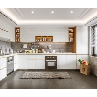 Quality Anti scratch Linear Shape High End White Kitchen Cabinets / White Gloss Kitchen for sale