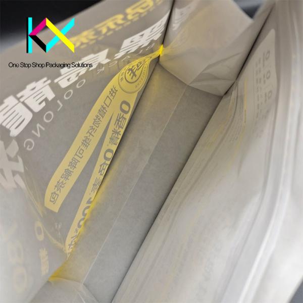 Quality 140um Tea Paper Packaging Bag Flat Bottom Pouch With Zipper Tear Notch for sale