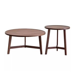 Quality Oak Veneer Central Round Coffee Table Set Table Natural Wood Top Solid Wood Legs for sale