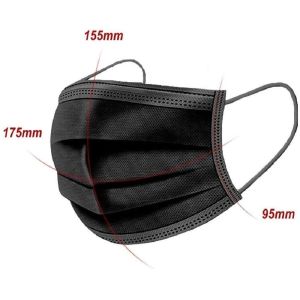 Quality 175x95mm Disposable Medical Face Mask , Disposable Black Surgical Mask for sale