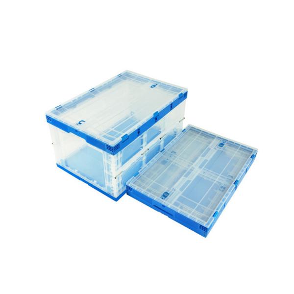 Quality 650*440 mm Series Plastic Collapsible Tote Boxes Attached Lids Stacking for sale