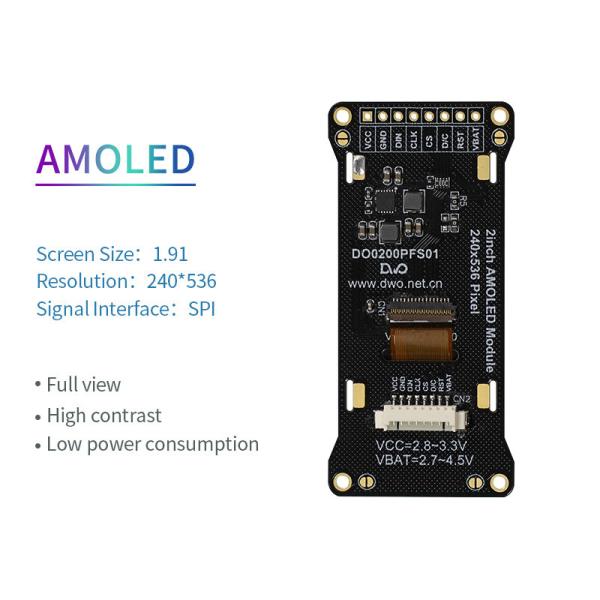 Quality 2 Inch AMOLED Oled Display 240x536 Resolution SPI/QSPI Interface 350c/d Display for sale