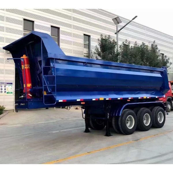 Quality Truck Trailer 60T Rear Load 3 Axles U Model Box Dump Trailer With Mechanical for sale