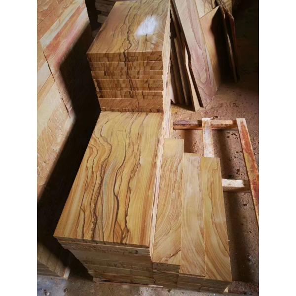 Quality OEM Honed Finish Yellow Sandstone Cladding Wood Grain Effect Exterior Cladding for sale