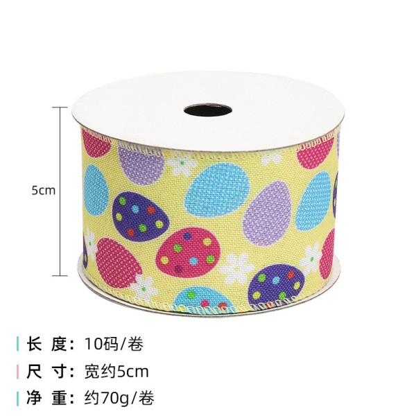 Quality Egg And Rabbit Easter Wired Ribbon 50mm 5cm Easter Bunny Ribbon for sale