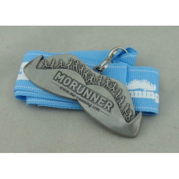 Quality MORUNNER Ribbon Medals , 3D Zinc Alloy Die Cast With Antique Nickel Plating for sale