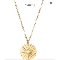 Quality Stainless Steel 14k Gold Necklace Sunflower Engraved Pendant Necklace For Party for sale
