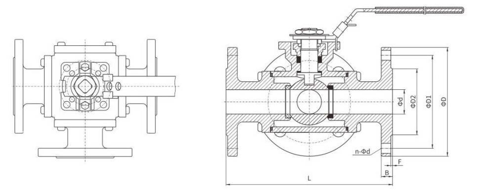 Xtv150lb/10K/Pn16 304 316 3-Way Flanged Stainless Steel Ball Valve