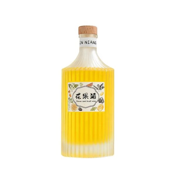 Quality Decal Surface Handling 500ml Frosted Clear Glass Bottle for Alcohol and Juice Storage for sale