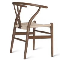 Quality Hans Wegner 32" Height Ash Wood Walnut Wishbone Dining Chair for sale