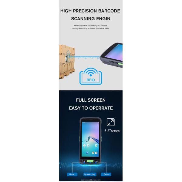 Quality 2.0GHz Octa-core Portable Rugged Android 9.0 4G Barcode Scanner PDA UHF IF HF for sale