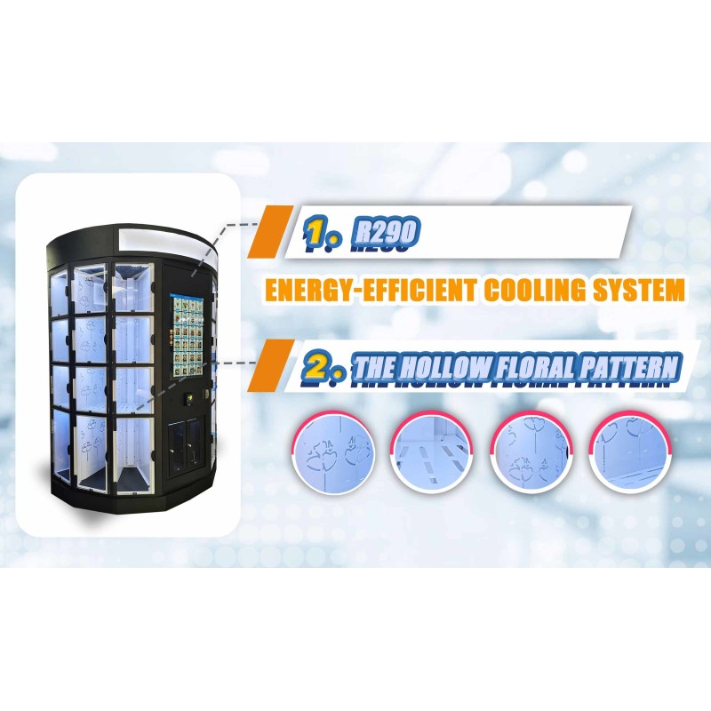 WEIMI Flower Vending Machine features a new-generation design with eco-friendly cooling.