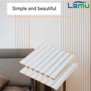 Quality Damask Pattern WPC Laminated Fluted Flat Wall Solid Panel for Interior for sale