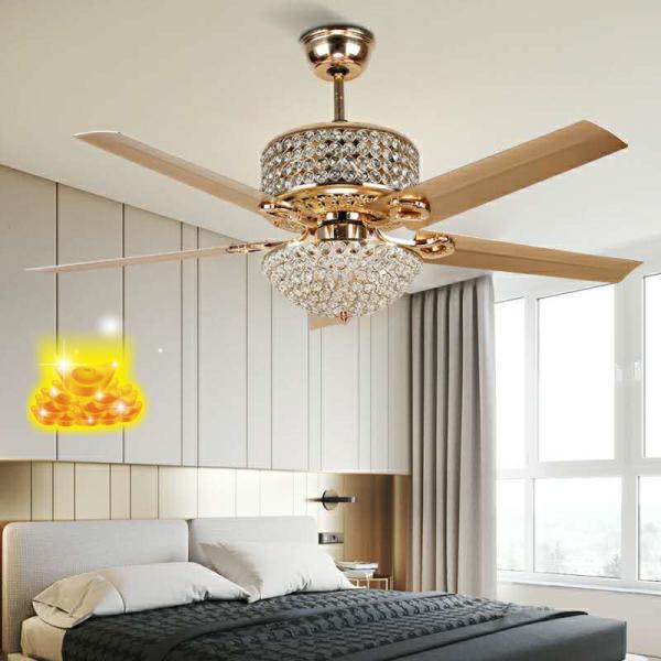 Quality Factory Modern Crystal Ceiling Fan With Light And Remote , 3 Light Ceiling Fan for sale
