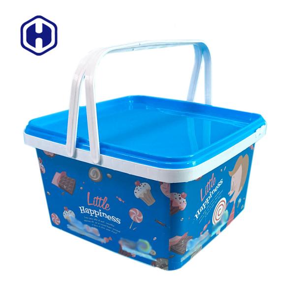 Quality Custom Square 195mm 113OZ Cookie Biscuit IML Container for sale