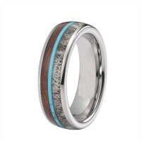 Quality 8mm Tungsten Ring with Oval Cut Wooden Antler Deer Inlay - Scratch & Deformation for sale