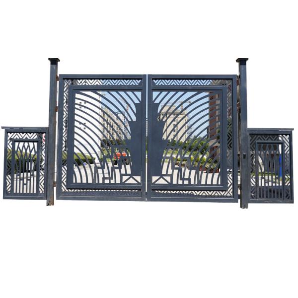Quality Commerical Driveway Rod Wrought Iron Gate Interior Door Black Steel Frame for sale