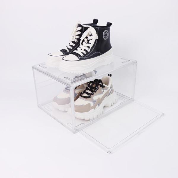 Quality Transparent Plastic Stackable Shoe Storage Boxes Acrylic Drawer Type for sale