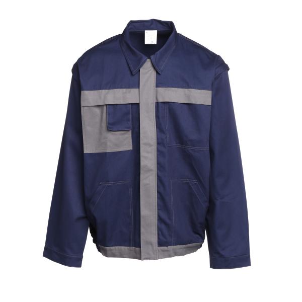 Quality 240 GSM 65% Polyester 35% Cotton Twill 2/1 Open Line Blue Workwear Jacket for sale
